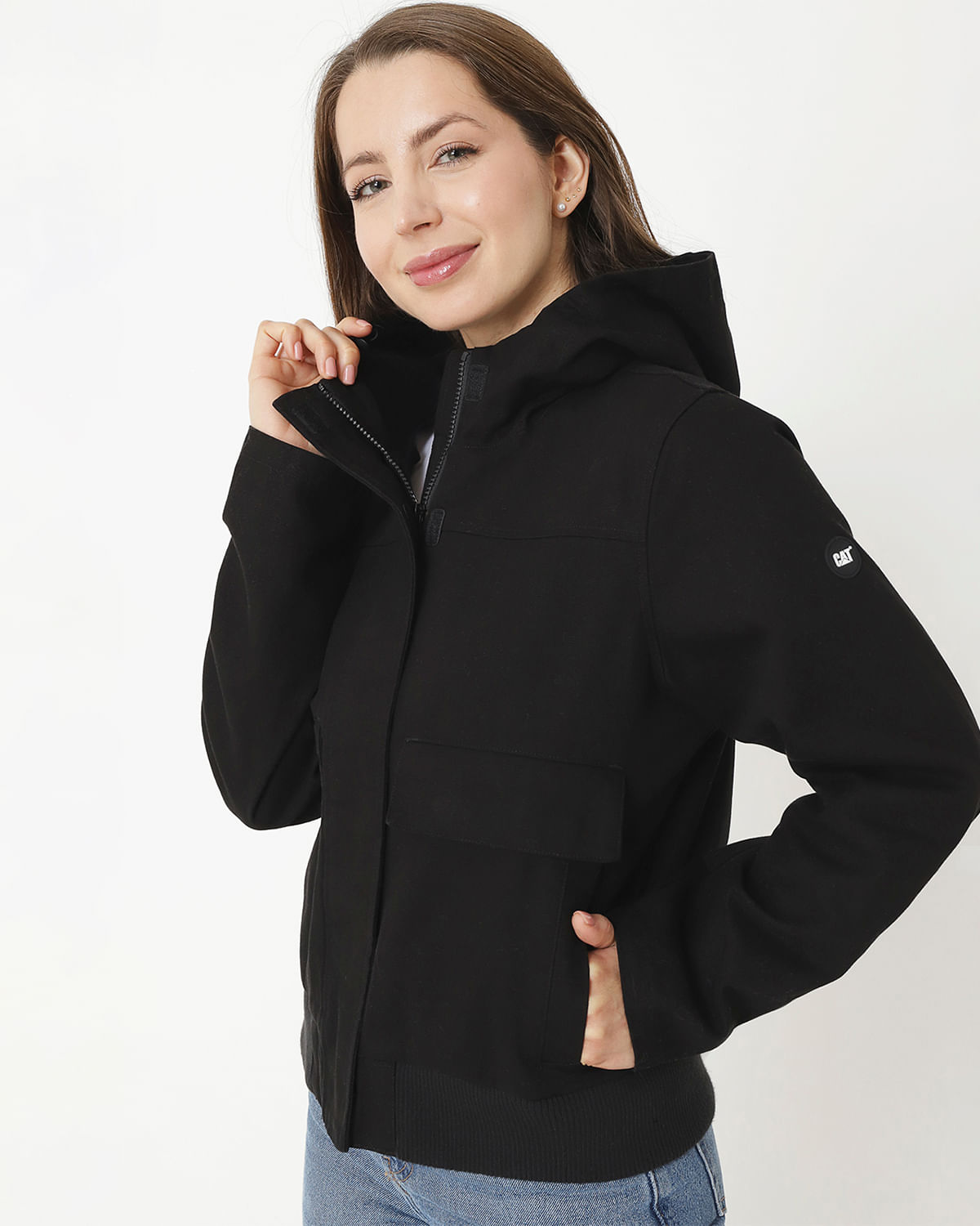 Chaqueta Casual Mujer Uninsulated Hooded Work Jacket Negro Cat-Cat ...