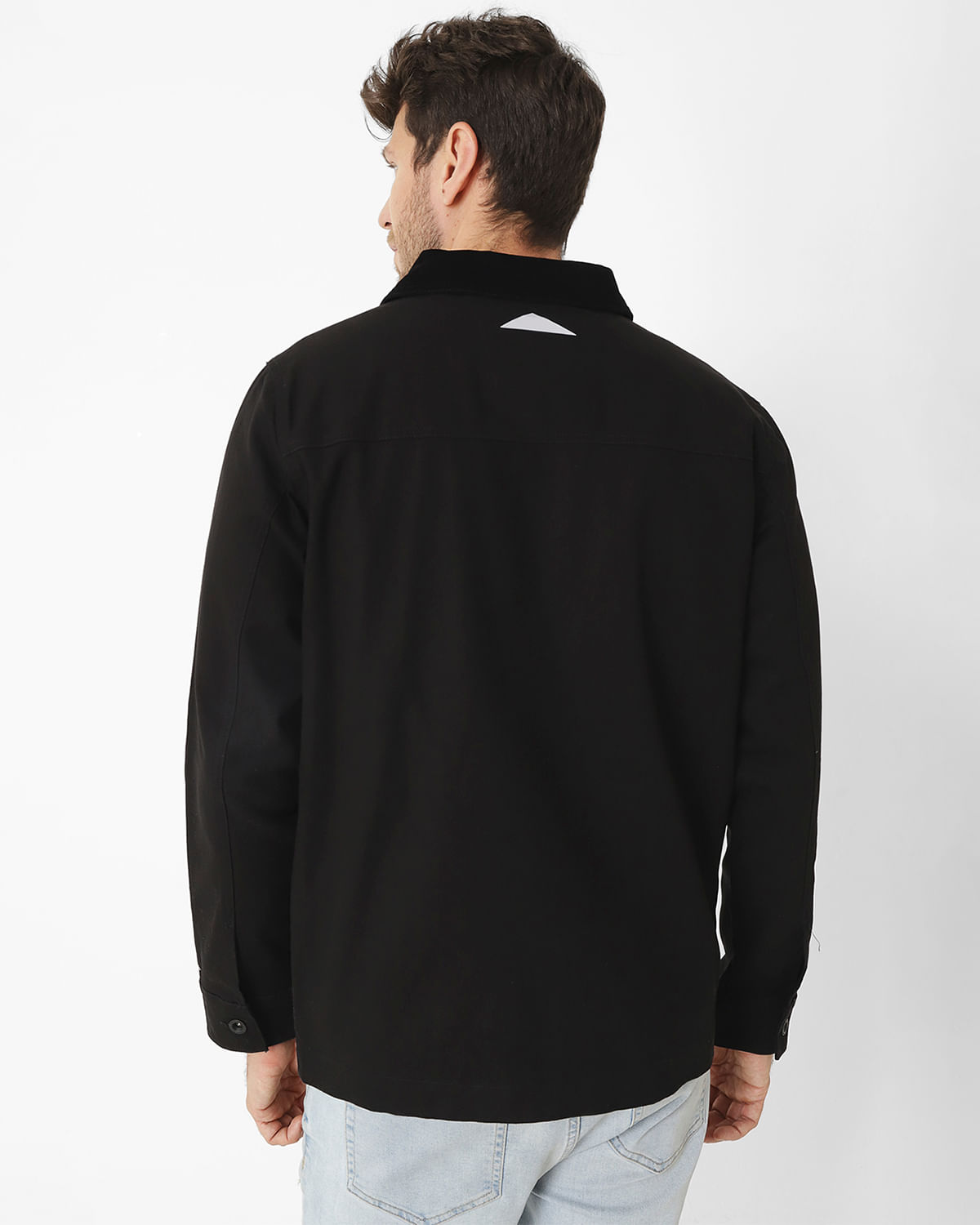 Chaqueta Casual Hombre Canvas Button Front Shirt Jacket Negro Cat-Cat ...