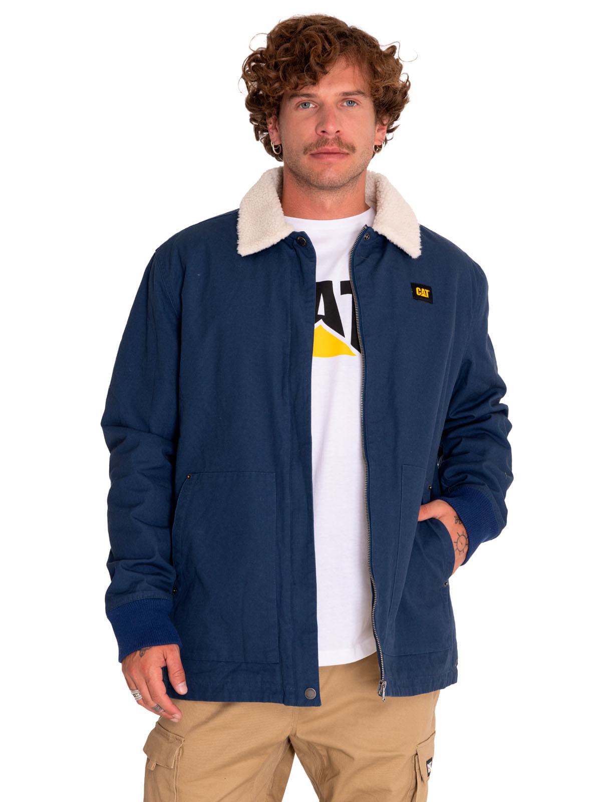 Chaqueta Casual Hombre Sherpa Lined Chore Jacket Azul Cat-Cat Chile ...
