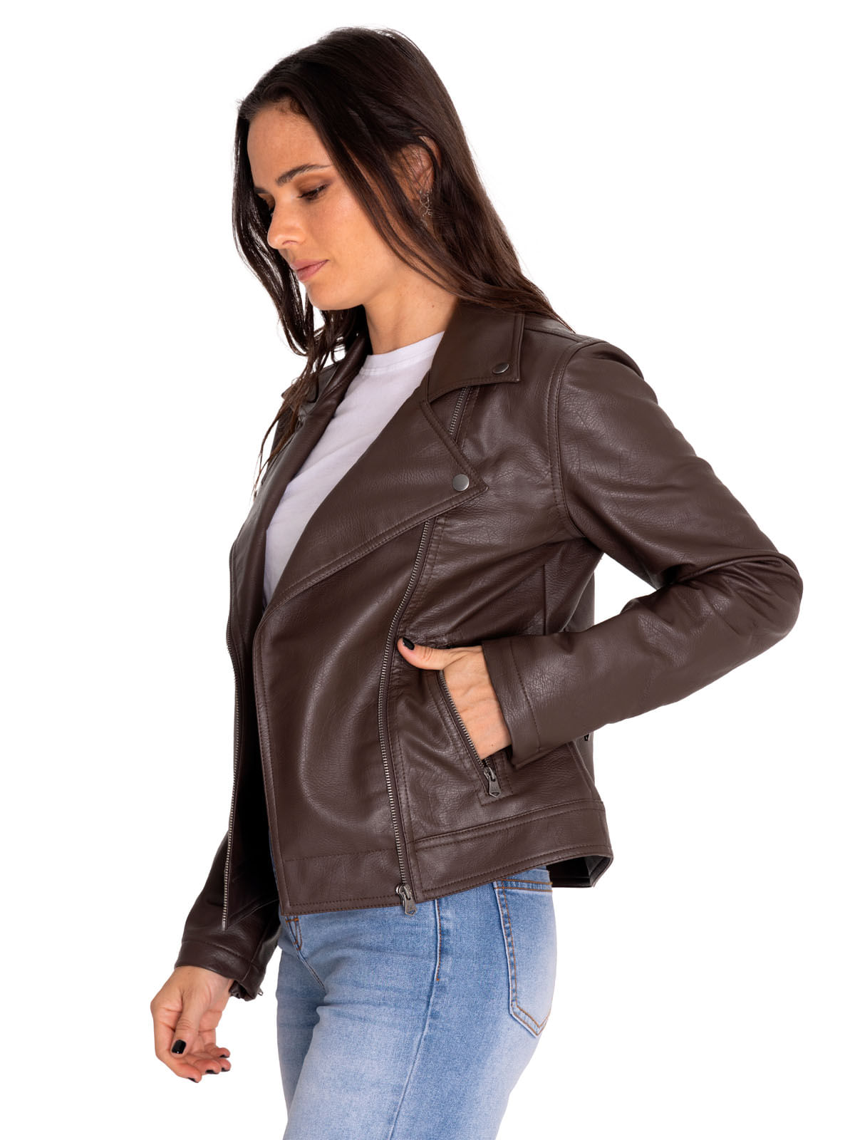 Chaqueta Cuero Mujer W Foundation Faux Leather Jacket Café Cat-Cat ...