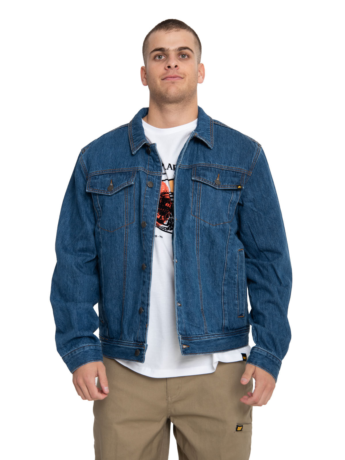 Chaqueta Casual Hombre Flannel Lined Denim Jacket Gris Cat-Cat Chile ...
