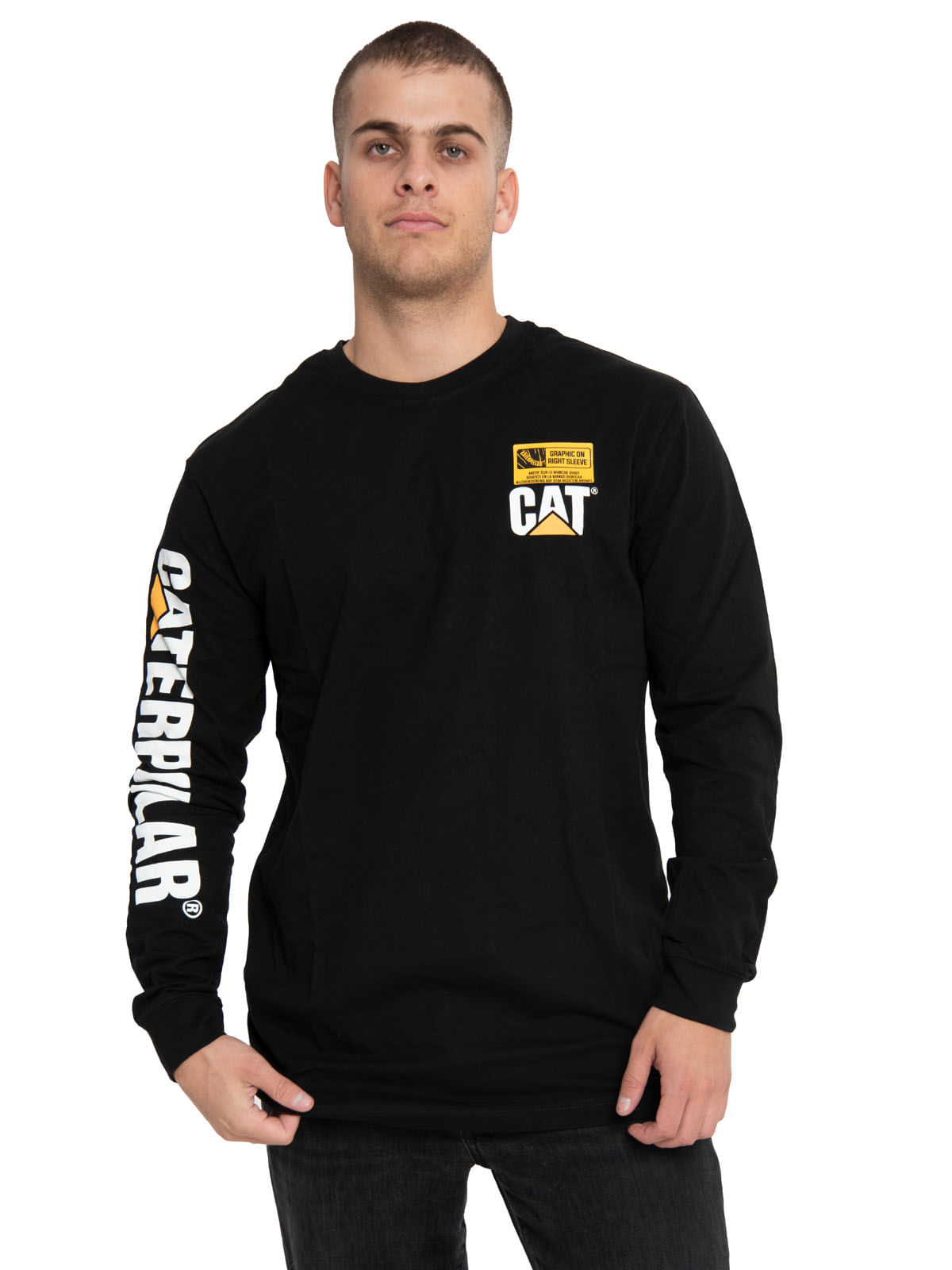 Polera Manga Larga Casual Hombre Trademark L/S Banner Tee Negro Cat-Cat ...