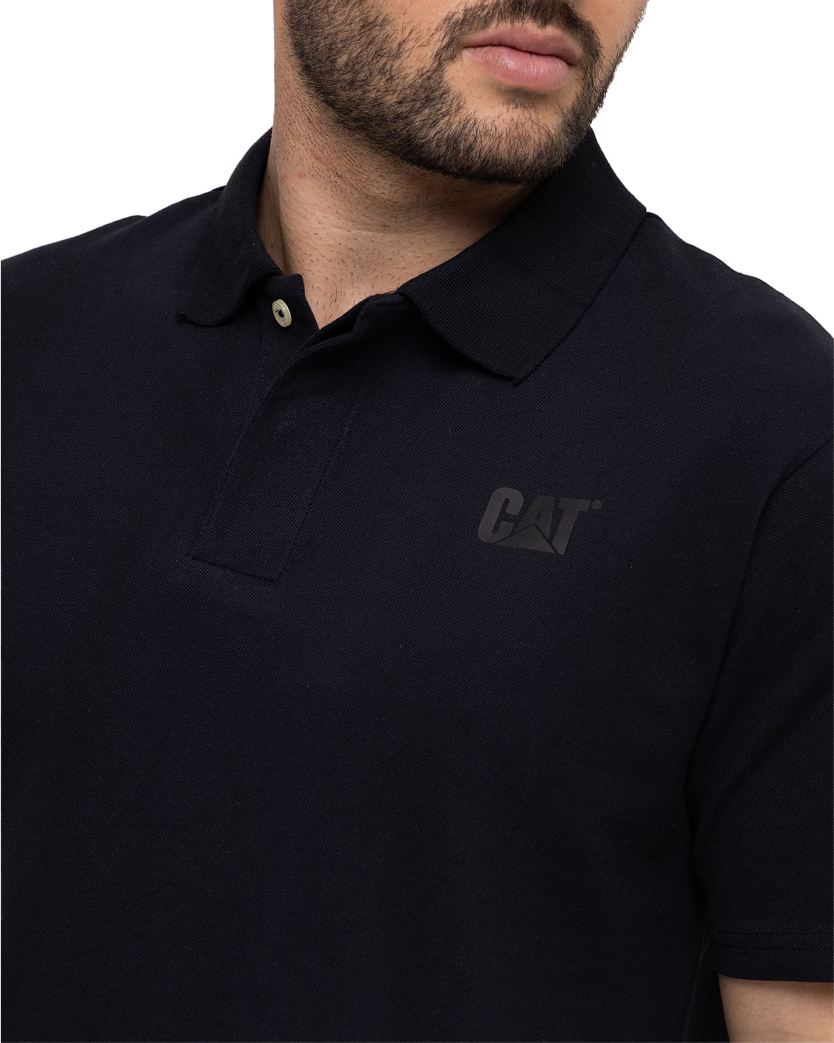 Polera Polo Casual Hombre Cat Logo Pique Polo Negro Cat-Cat Chile - Cat ...