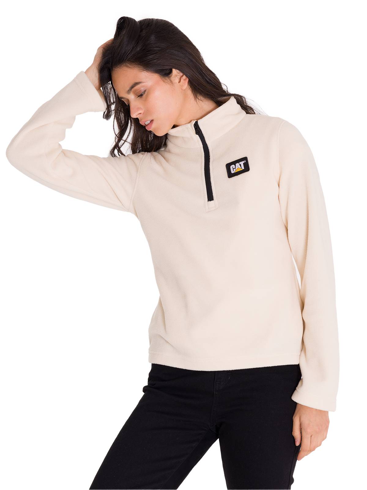 Polar Manga Larga Mujer Microfleece Quarter Zip Beige Cat-Cat Chile ...