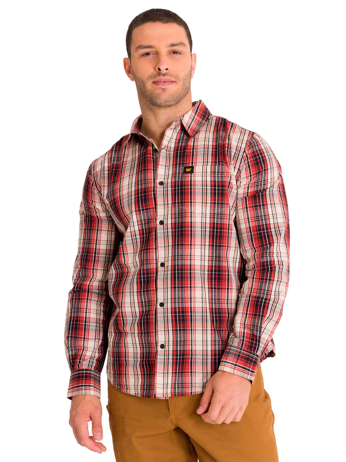 Camisa Manga Larga Casual Hombre Plaid Poplin Rojo Cat-Cat Chile - Cat ...
