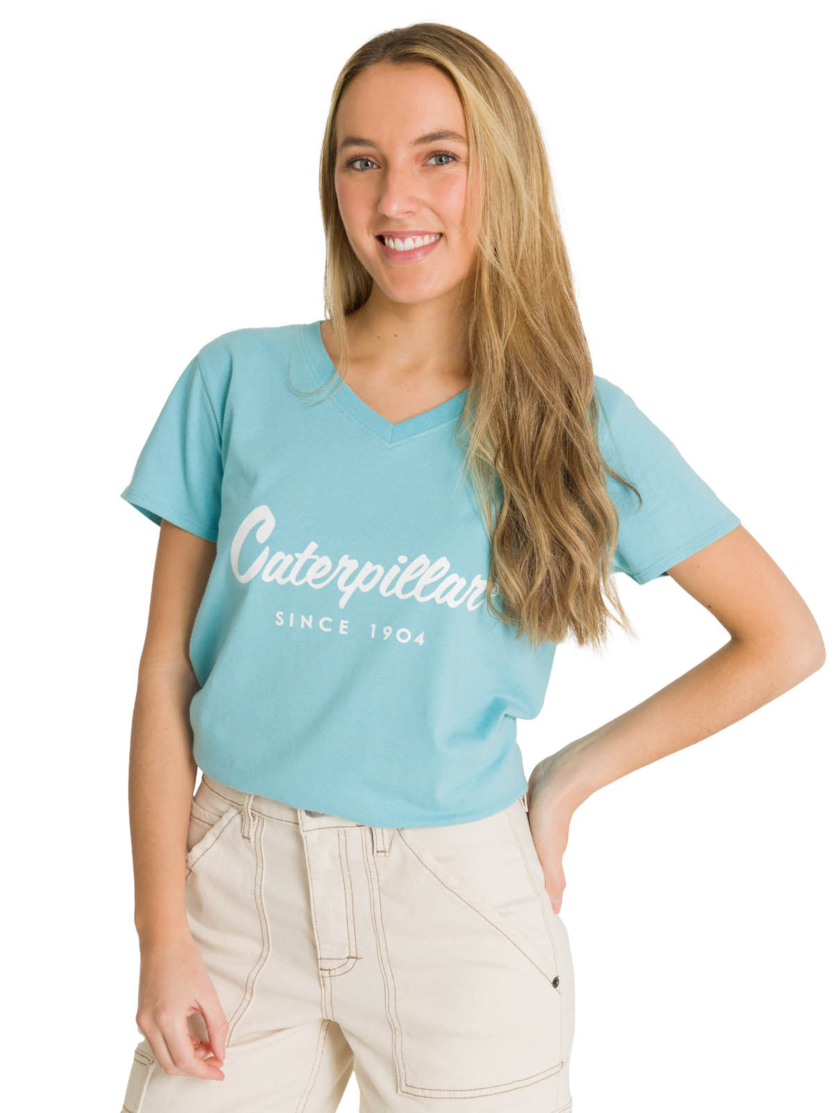 Caterpillar - Polera Manga Corta Mujer Since 1904 Cian CAT | Ofertitas